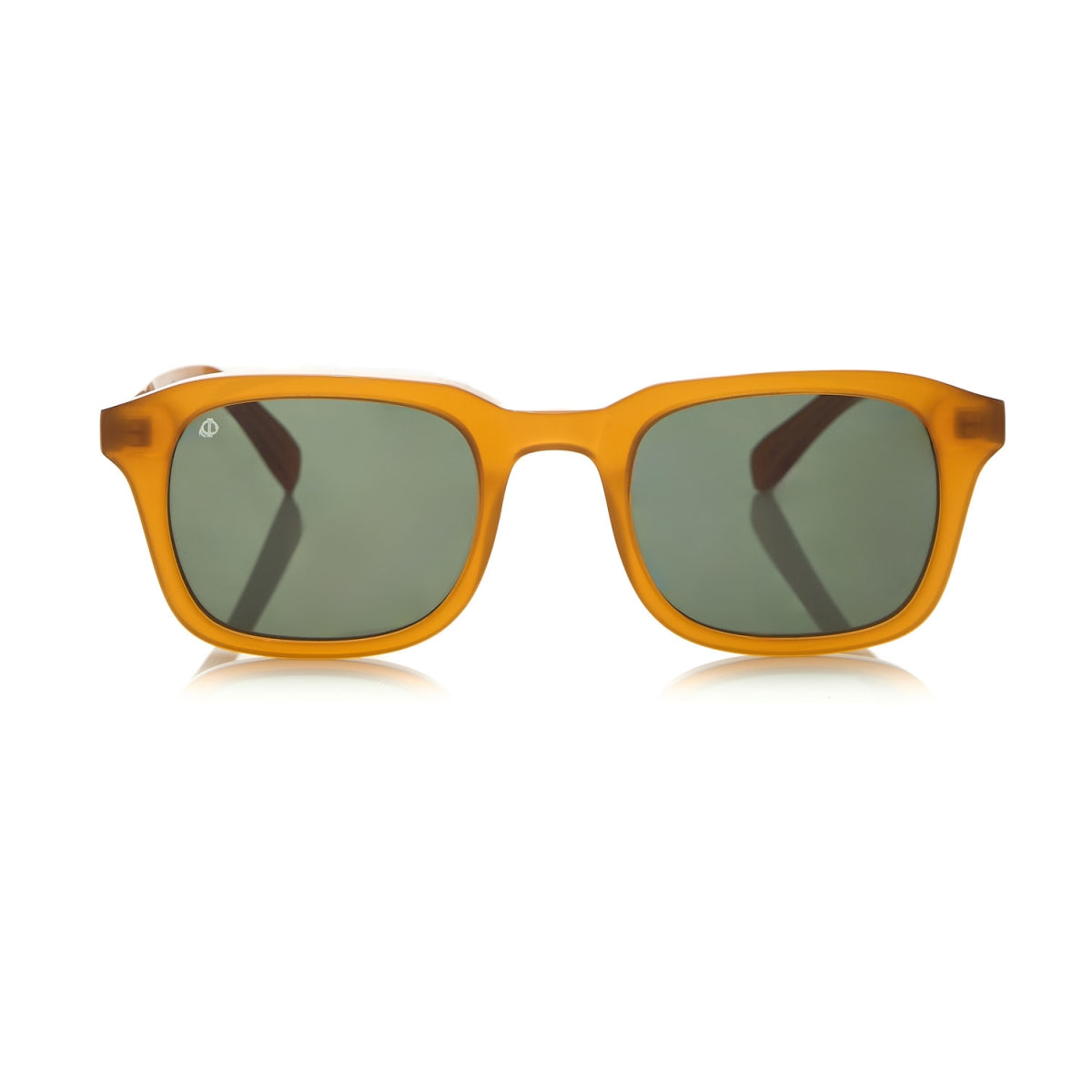 SANTORINI IN ELECTRUM AMBER WITH ALGAE GREEN LENSES